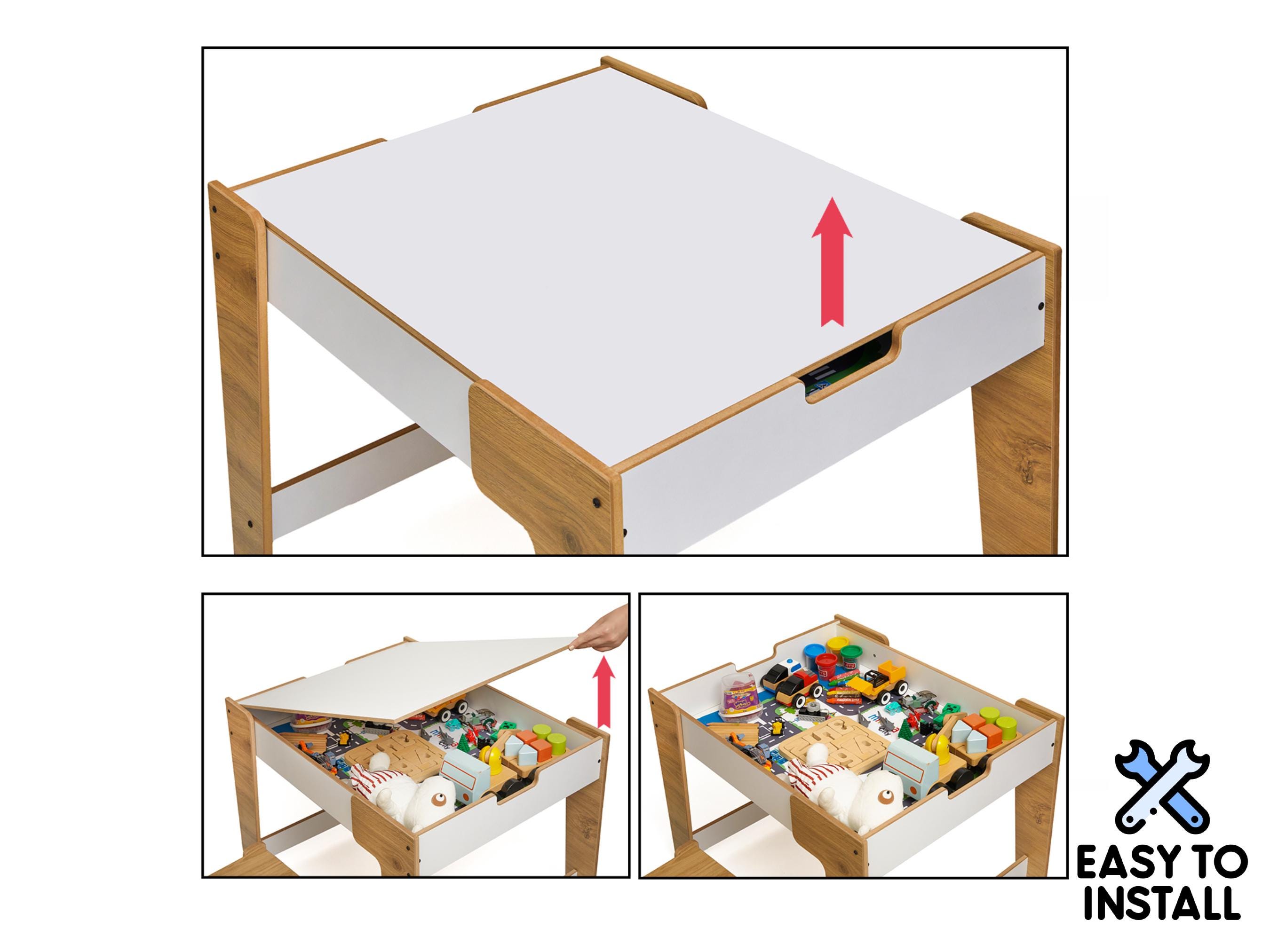 Montessori Play Table and Chair Set: Writable Surface, Toy Storage - Etsy
