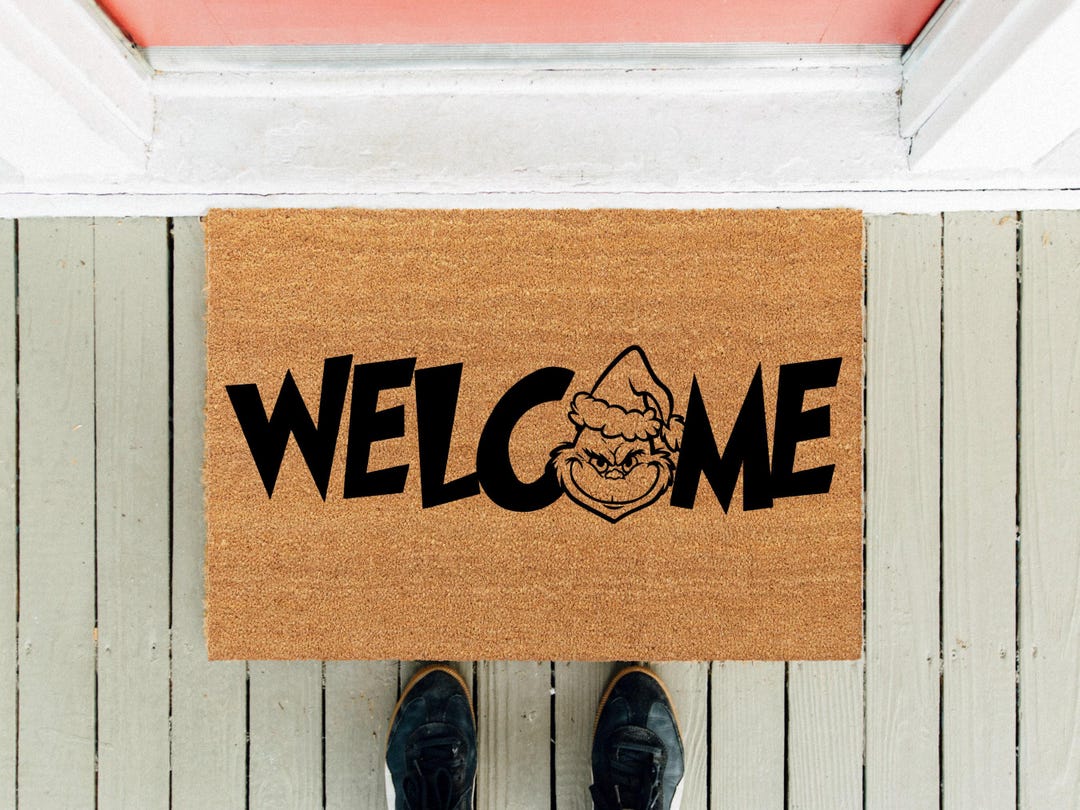 Grinch Welcome Doormat: Funny Christmas Decor, UV Ink Print - Etsy