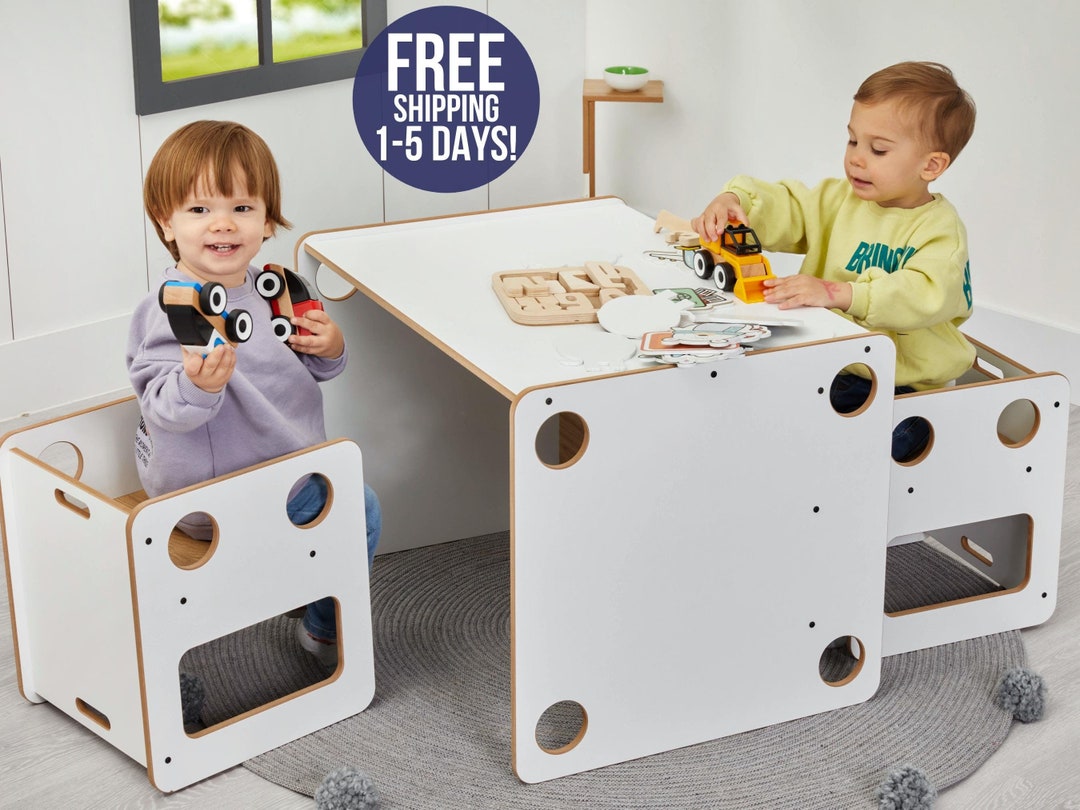 Montessori Play Table Chair Set: Writable Activity Table With Toy ...