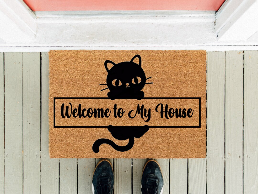 Cat Doormat: Welcome to My House, Funny Cat Lover Gift - Etsy