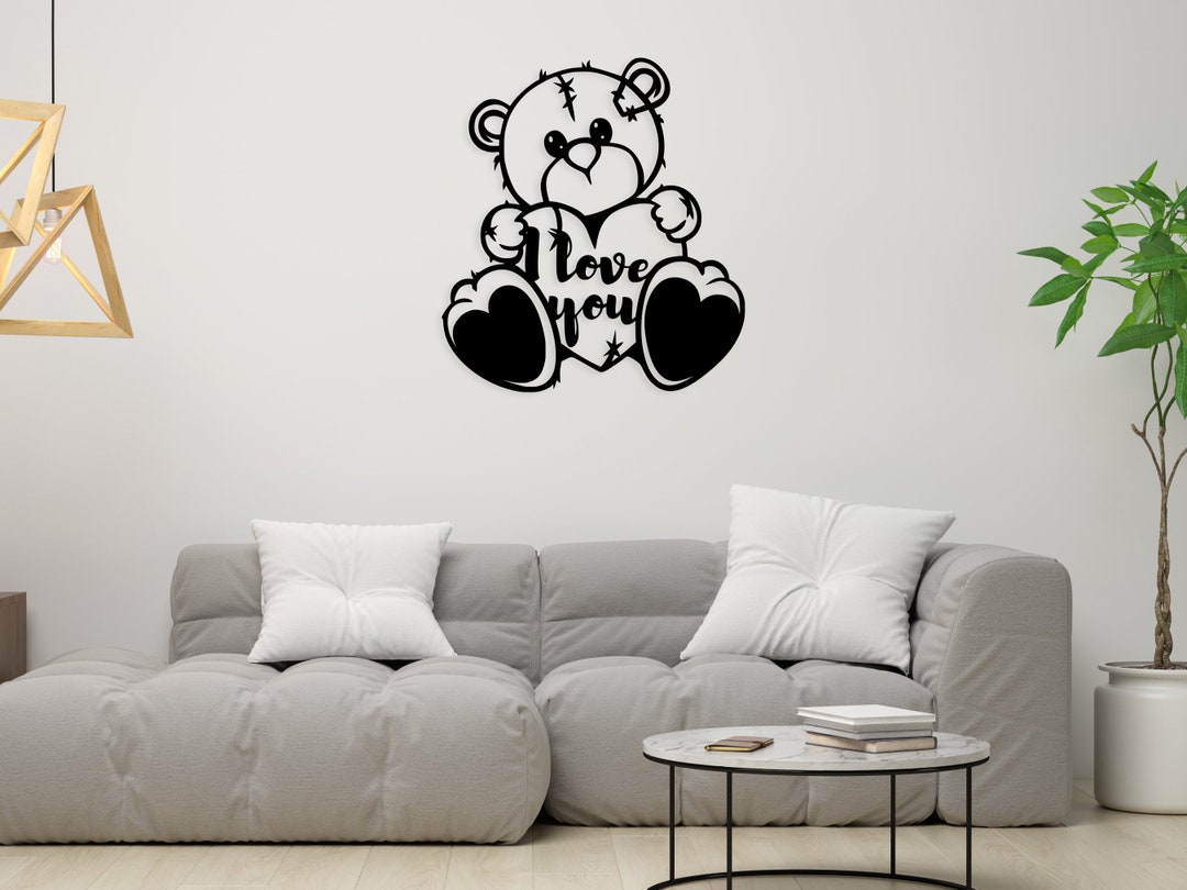 Teddy Bear Wood Wall Decor Wall Art Decor Wooden Wall Deco Wood Wall ...