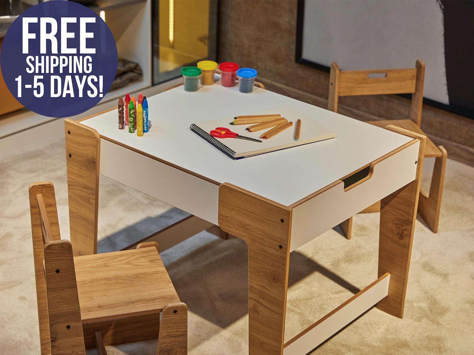 Montessori Play Table and Chair Set: Writable Surface, Toy Storage - Etsy
