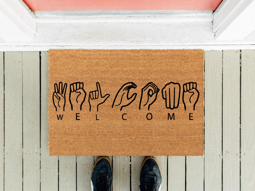 Welcome Sign Language Doormat | UV Printed Coir Rug - Etsy