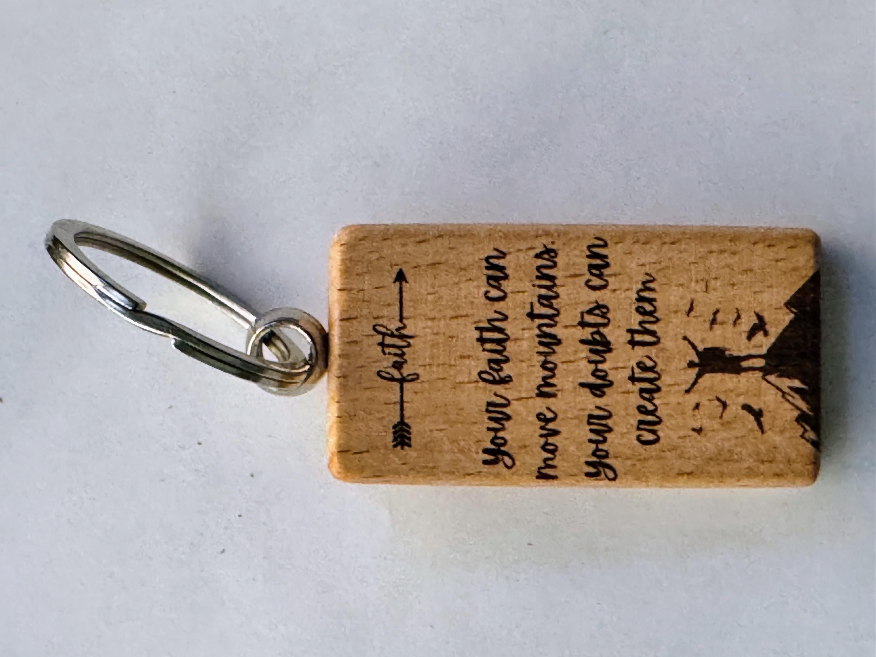 Personalized Wooden Keychain, Custom Engraved Rectangle, Front and Back ...