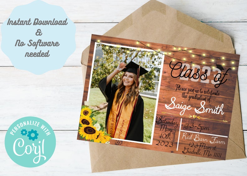 EDITABLE Country Graduation PARTY Template Rustic Graduation - Etsy