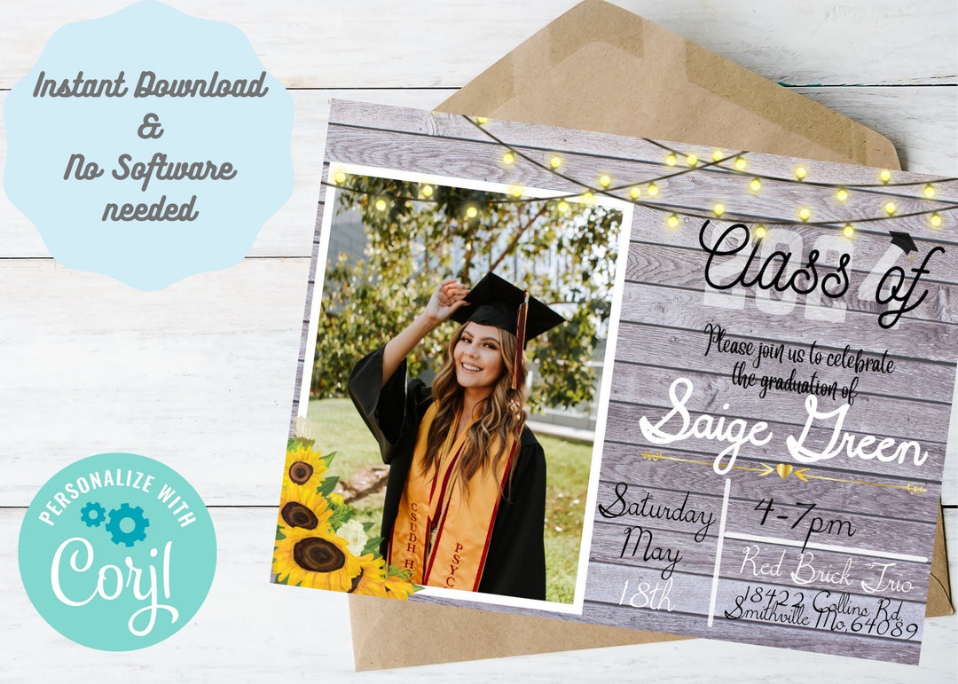 EDITABLE Country Graduation PARTY Template Rustic Graduation - Etsy