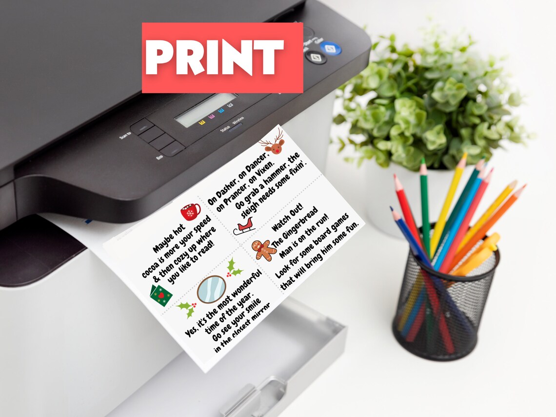 Christmas Scavenger Hunt Printable Clues - Indoor Treasure Hunt Hints ...