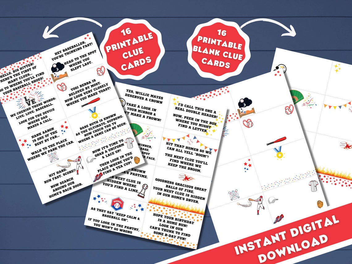 Baseball Birthday Scavenger Hunt Printable for Kids - Indoor Sports ...