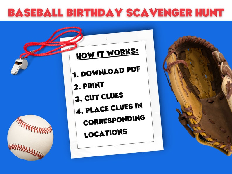 Baseball Birthday Scavenger Hunt Printable for Kids - Indoor Sports ...