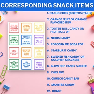 Final Exams Snack Tags - Printable Food Notes for Student Finals Test ...