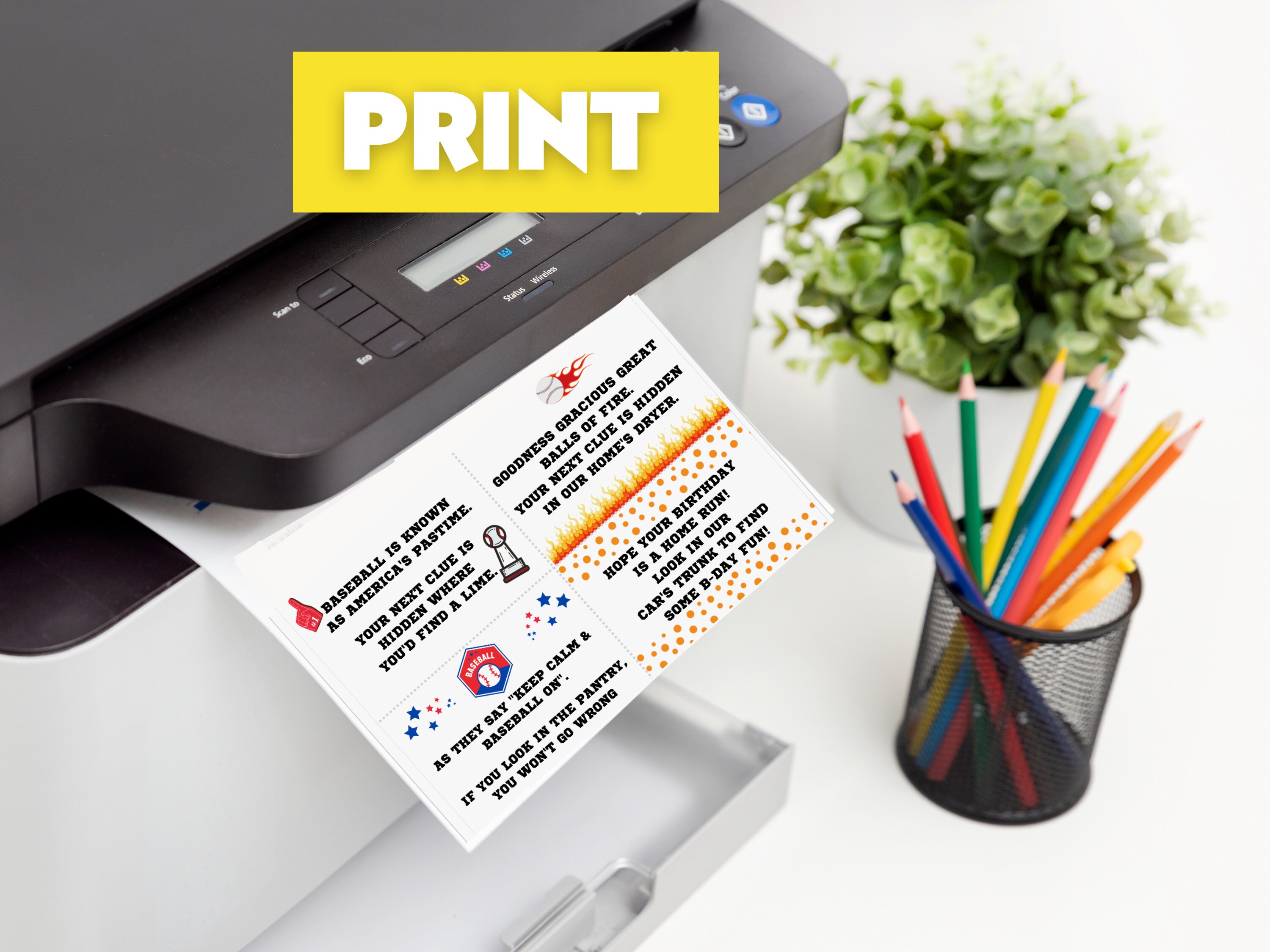 Baseball Birthday Scavenger Hunt Printable for Kids - Indoor Sports ...