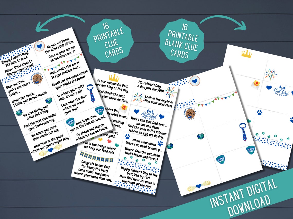 Father’s Day Scavenger Hunt Printable Clues - Indoor Treasure Hunt ...