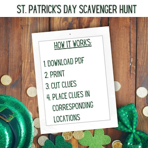 St. Patrick's Day Scavenger Hunt Printable Rhyming Card Clues - St ...
