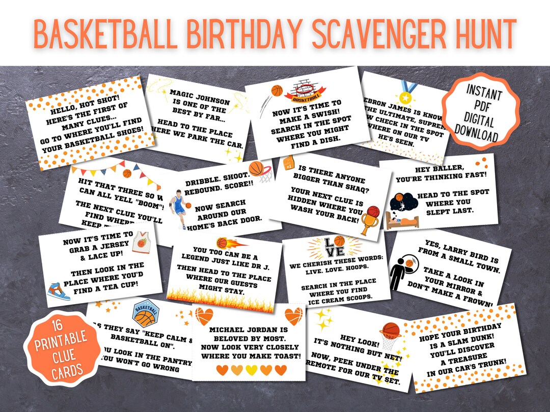 Basketball Birthday Scavenger Hunt Printable for Kids - Indoor Sports ...
