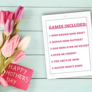 Mothers Day Printable Game Bundle for Kids and Adults Mother's Day ...
