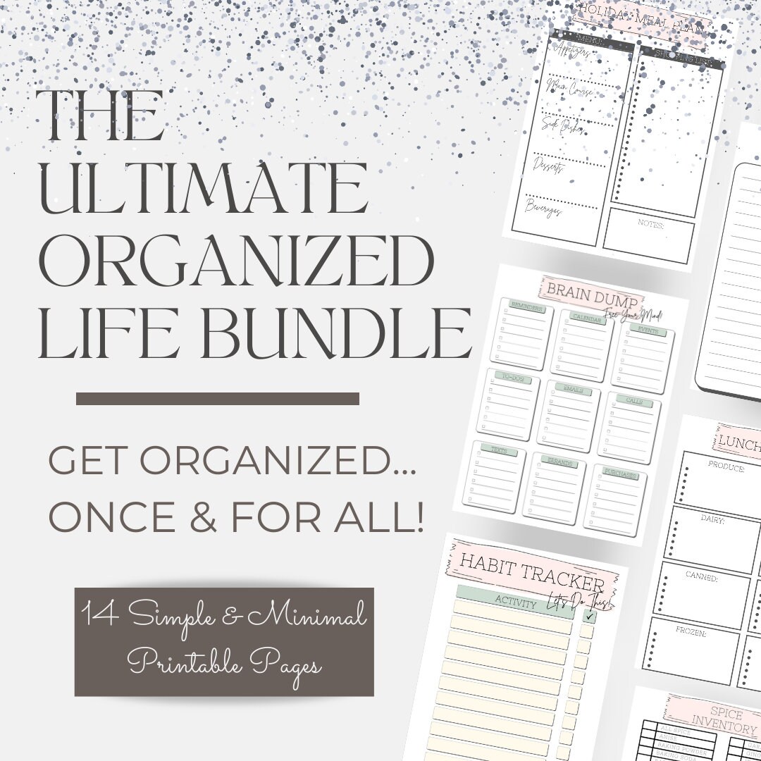 The ULTIMATE ORGANIZED LIFE Printable Bundle - Self-care, Meal Planning ...