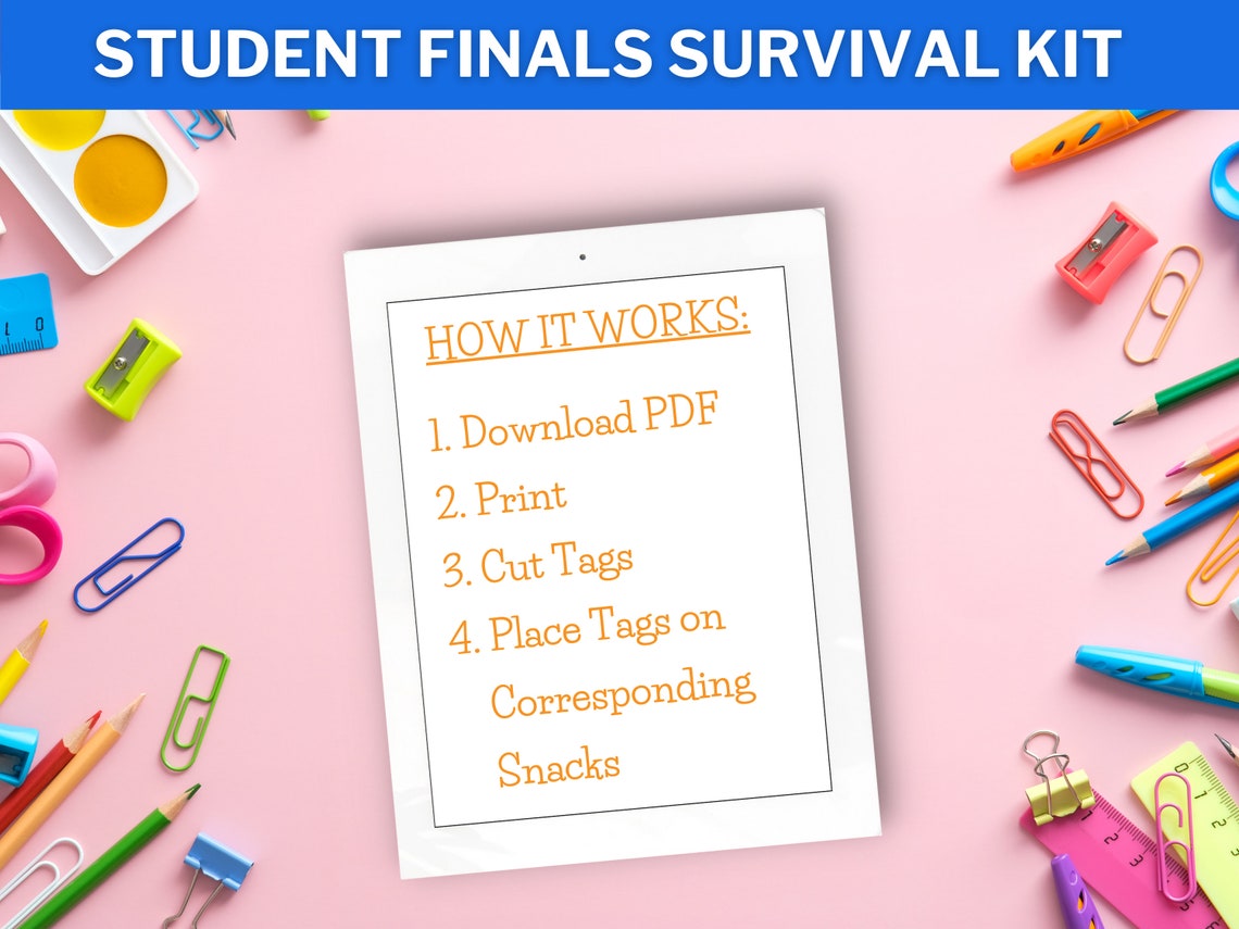 Final Exams Snack Tags Printable Food Notes for Student Finals Survival ...