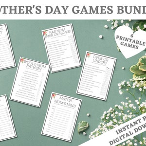 Mothers Day Printable Game Bundle for Kids and Adults Mother's Day ...
