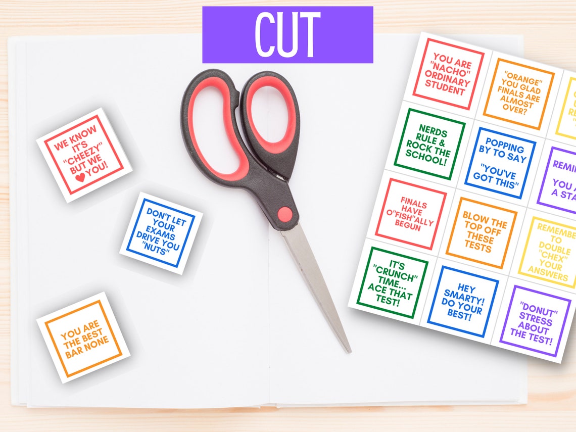 Final Exams Snack Tags Printable Food Notes for Student Finals Survival ...