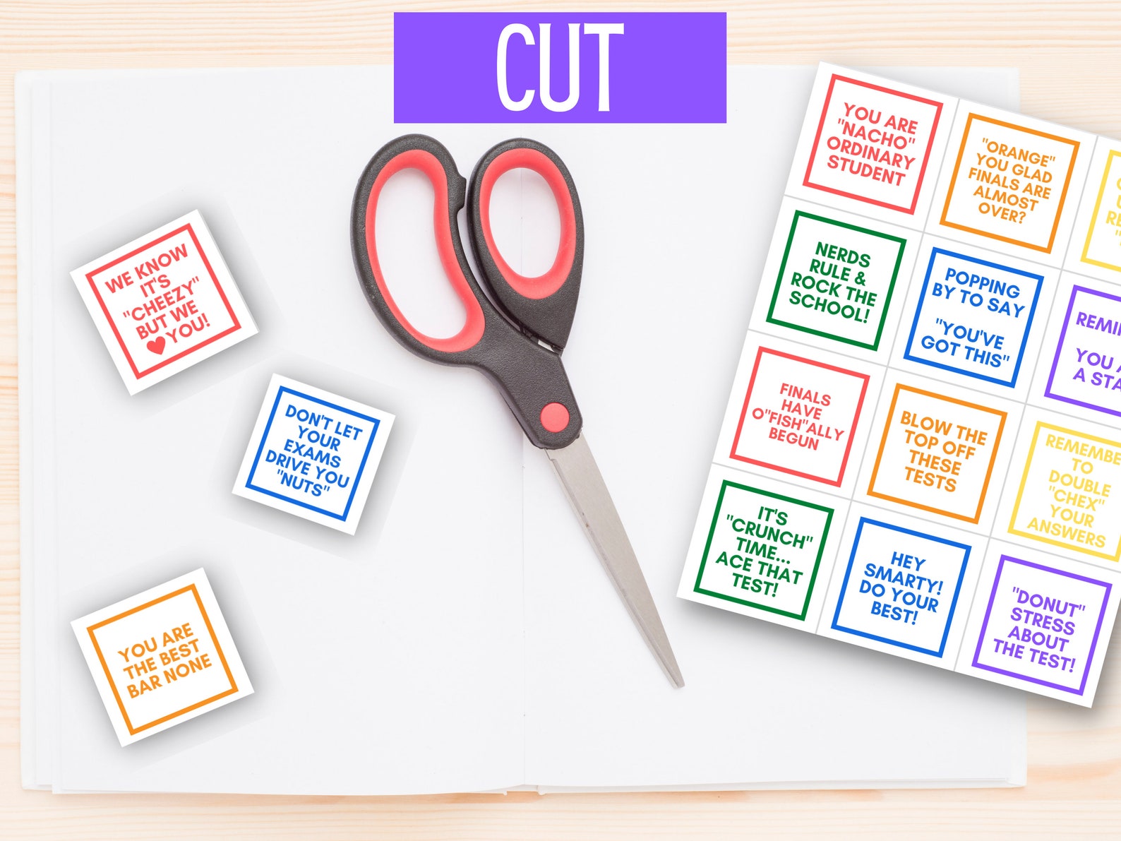 Final Exams Snack Tags - Printable Food Notes for Student Finals Test ...