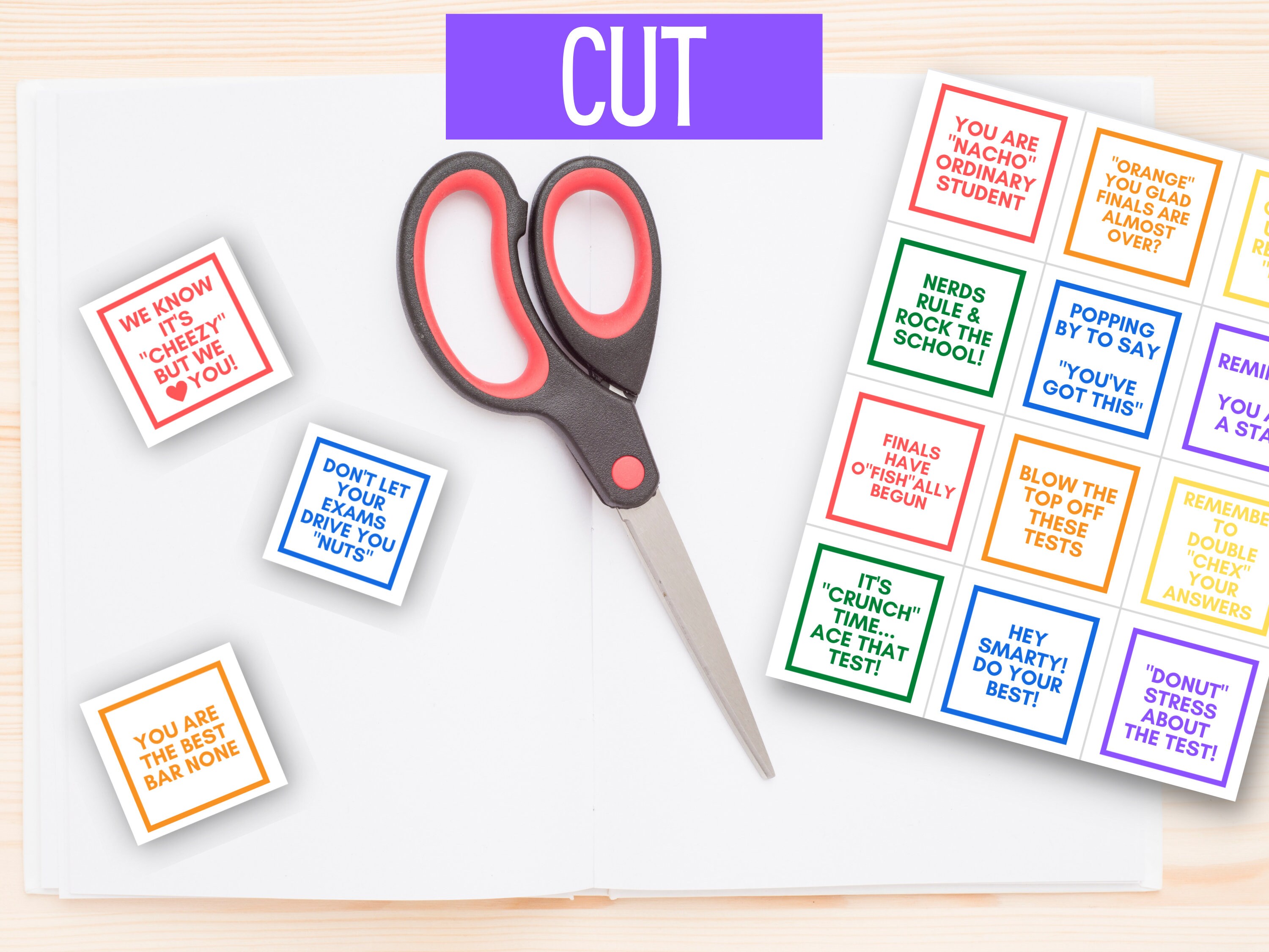 Final Exams Snack Tags - Printable Food Notes for Student Finals Test ...