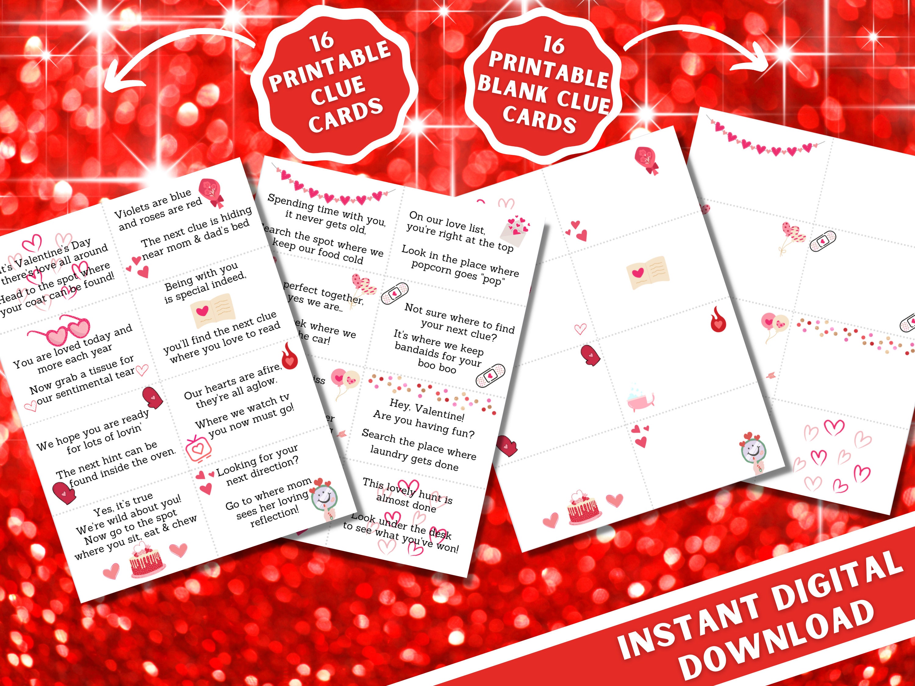 Kids' Valentine's Day Scavenger Hunt Printable Clues - Indoor Treasure ...