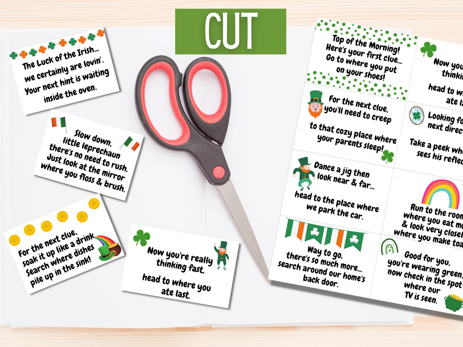 St. Patrick's Day Scavenger Hunt Printable Clues Indoor - Etsy