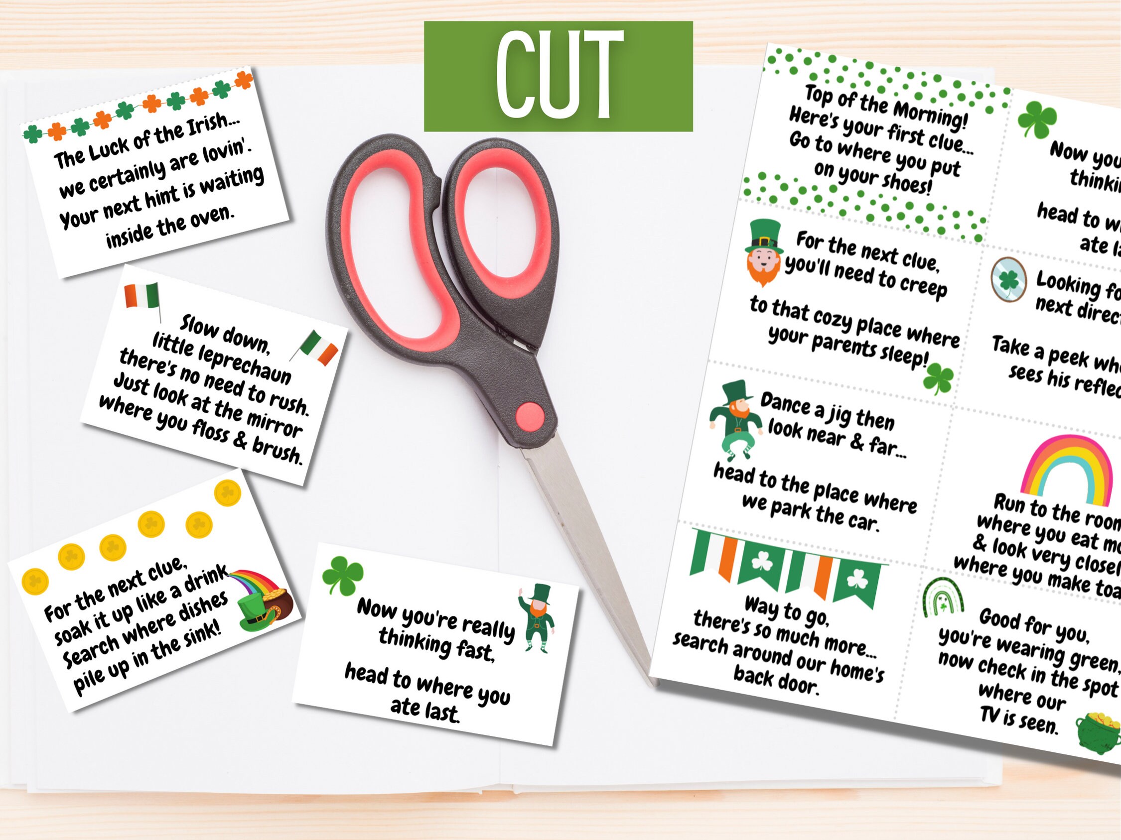 St. Patrick's Day Scavenger Hunt Printable Clues Indoor - Etsy