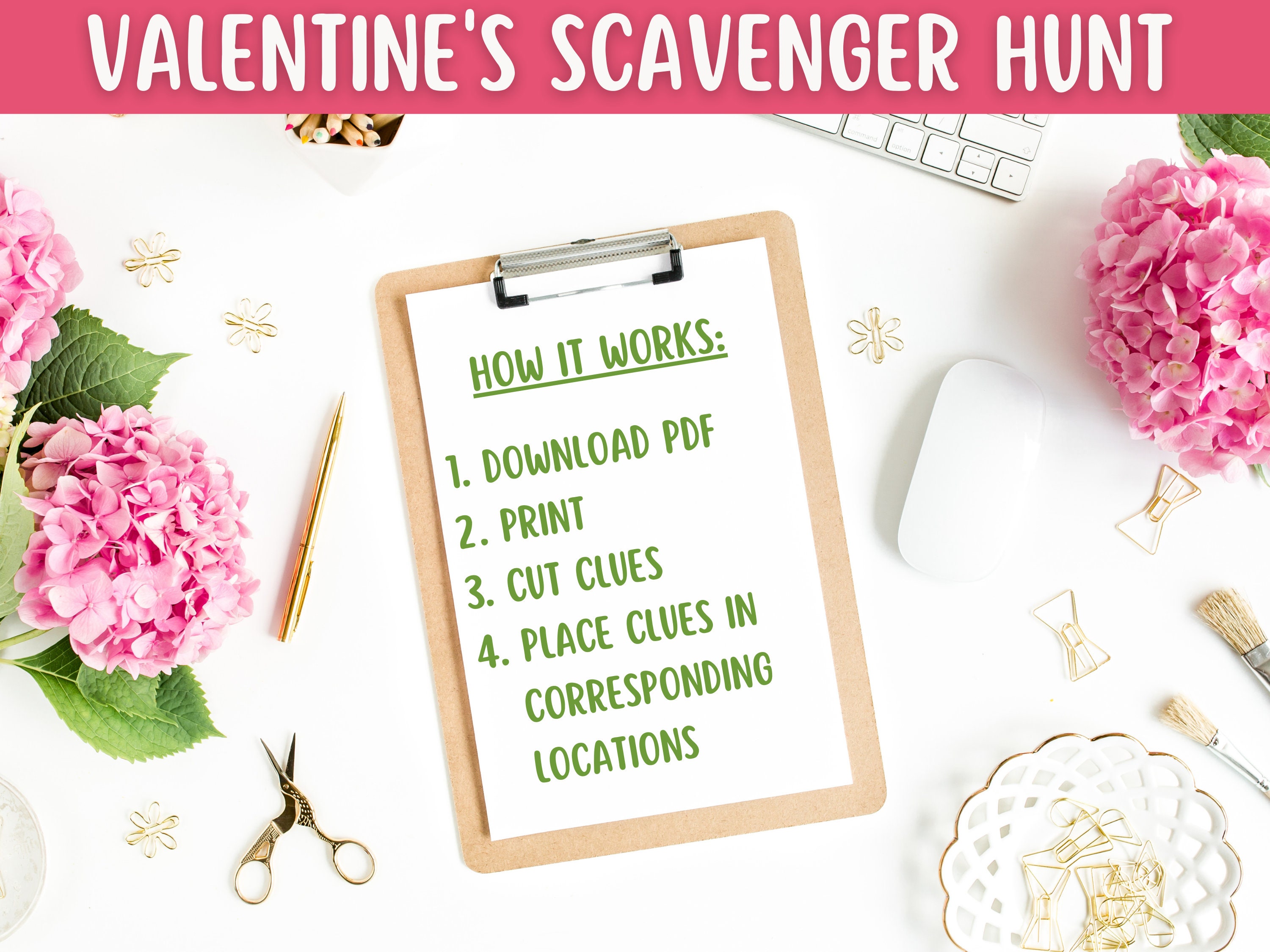 Valentine's Day Scavenger Hunt Printable Clues - Indoor Treasure Hunt ...