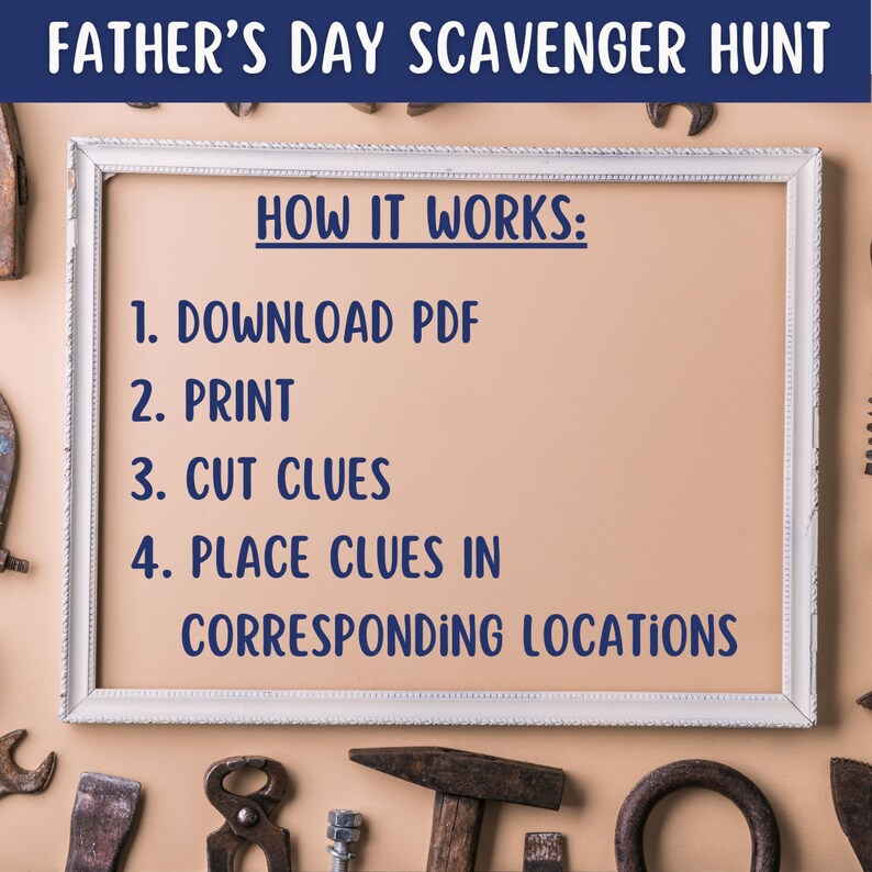 FATHER'S DAY Scavenger Hunt Printable Clues Indoor Treasure Hunt ...