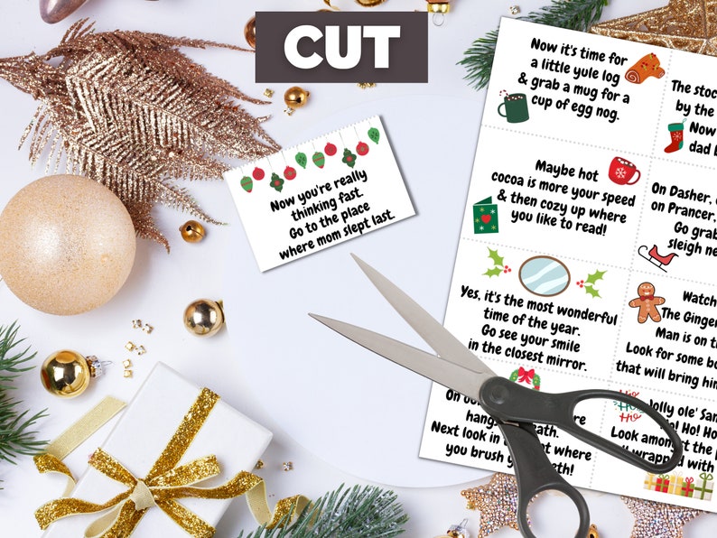 Christmas Scavenger Hunt Printable Clues - Indoor Treasure Hunt Hints ...