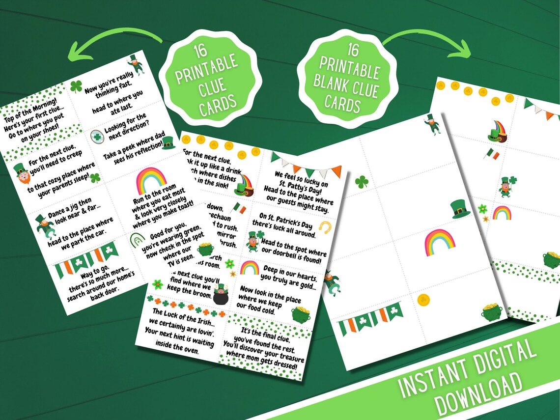 St. Patrick's Day Scavenger Hunt Printable Clues Indoor - Etsy