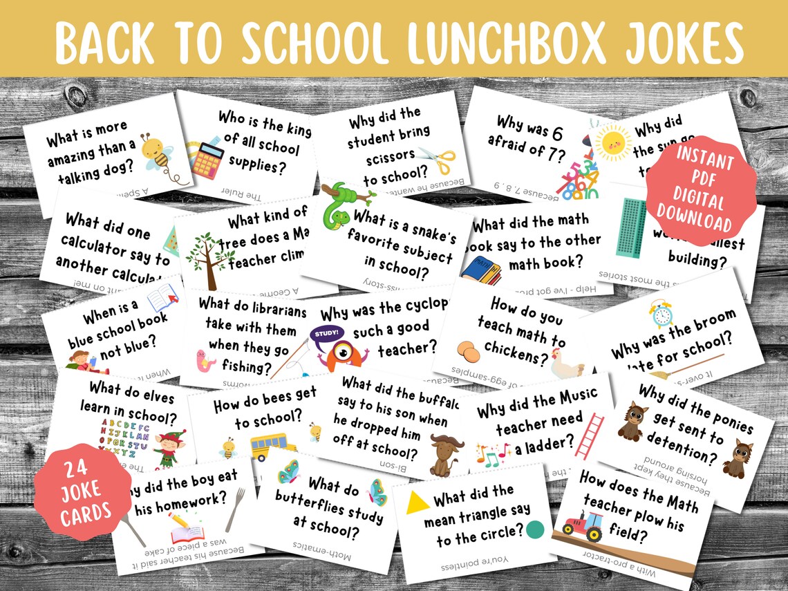Back to School Printable Lunch Box Jokes for Kids to Celebrate - Etsy
