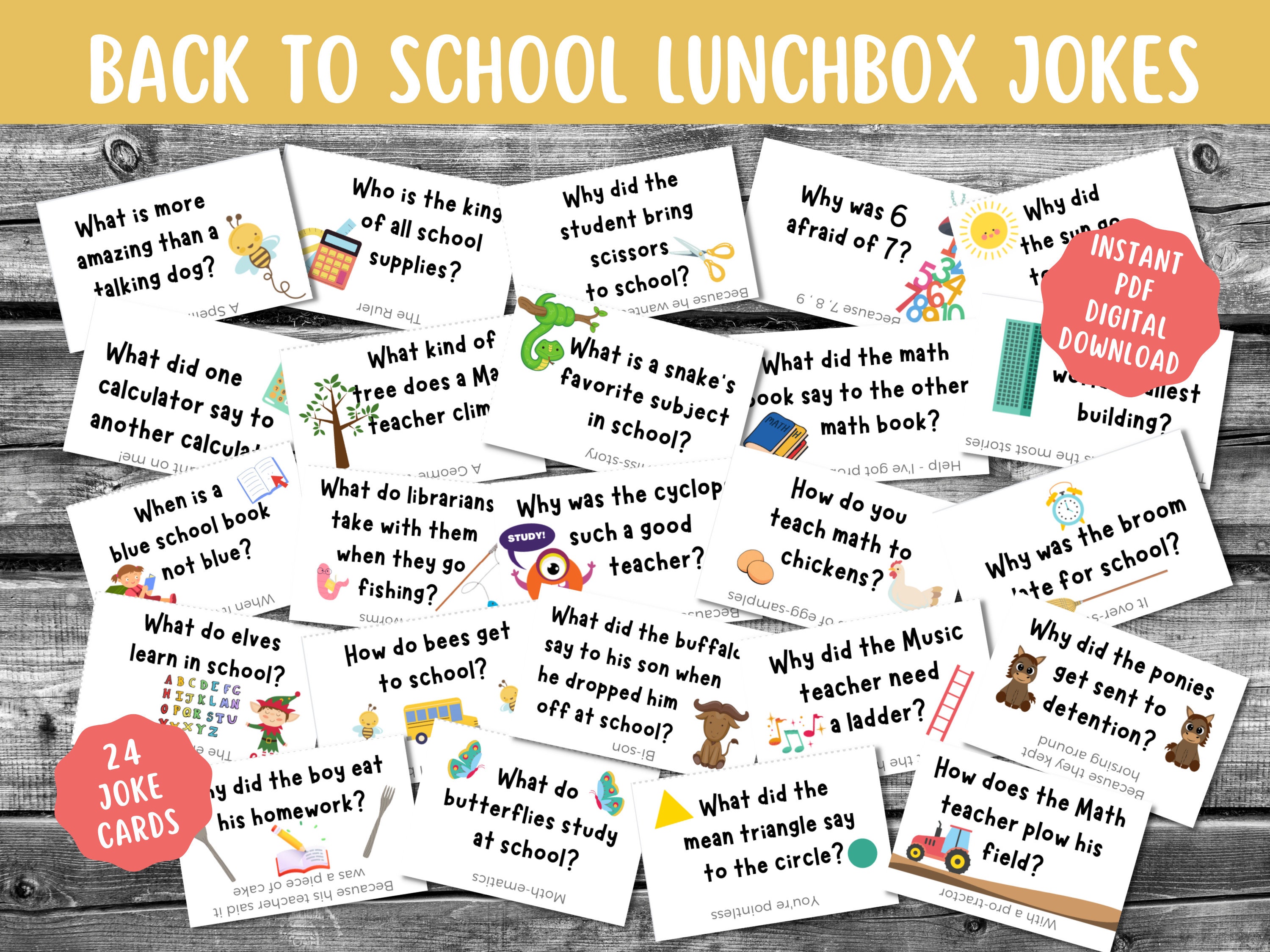 Back to School Printable Lunch Box Jokes for Kids to Celebrate First ...