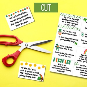 St. Patrick's Day Scavenger Hunt Printable Rhyming Card Clues - St ...