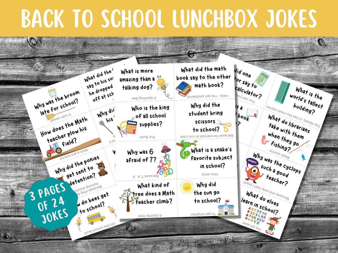 Back to School Printable Lunch Box Jokes for Kids to Celebrate - Etsy