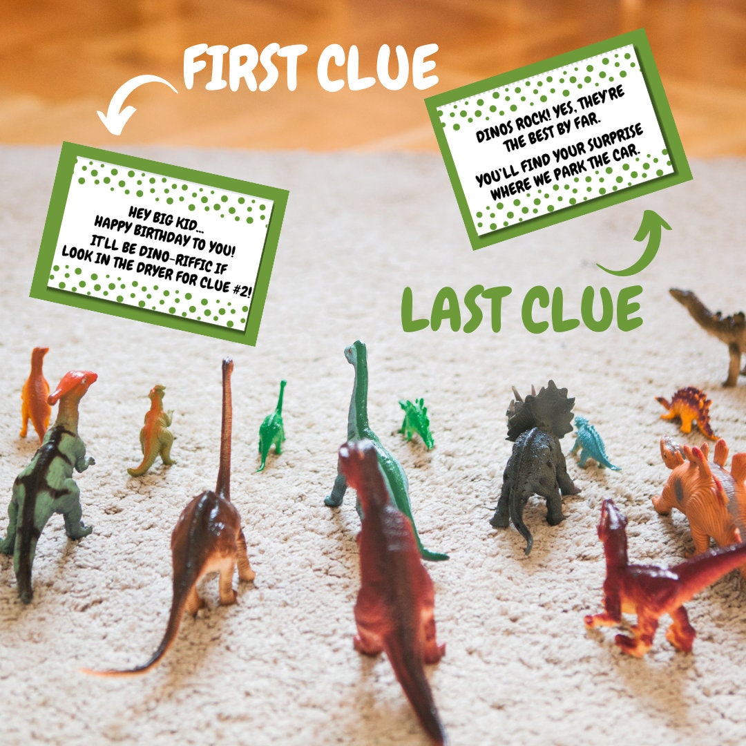 DINOSAUR BIRTHDAY Scavenger Hunt Kids Dino Treasure Hunt Clues Dinosaur ...