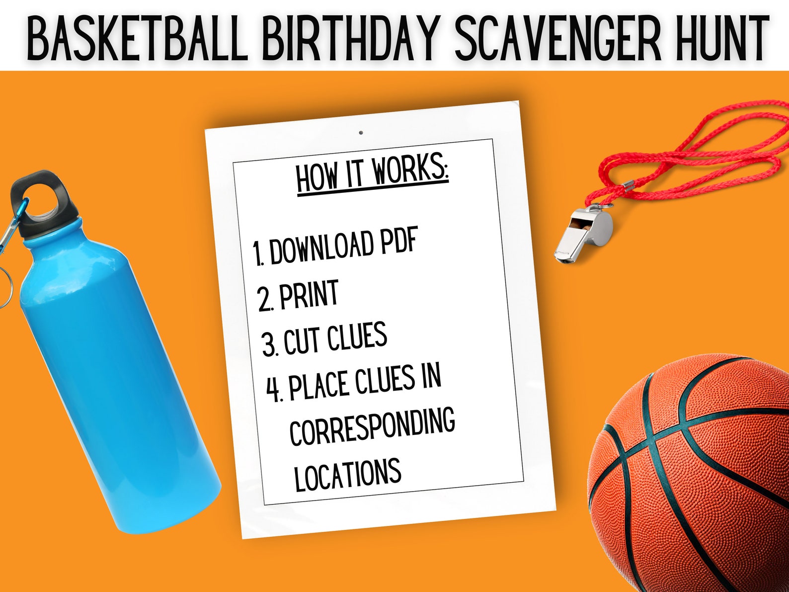 Basketball Birthday Scavenger Hunt Printable for Kids Indoor Sports ...