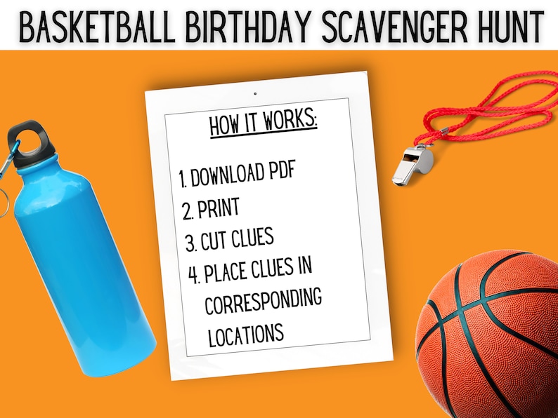 Basketball Birthday Scavenger Hunt Printable for Kids Indoor Sports ...