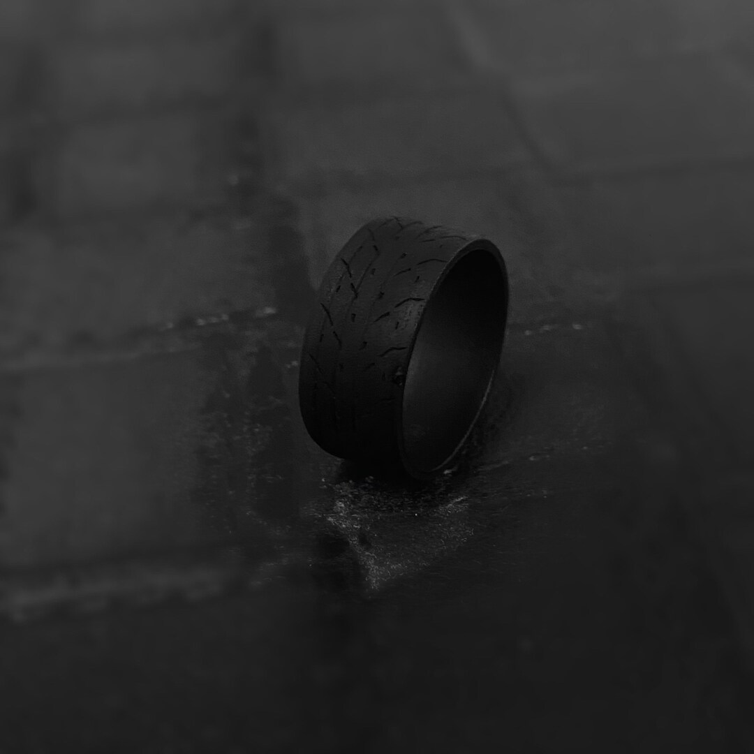 Race Ring Black Zirconium Ring Wheel Ring Zirconium Mens Ring Rings for ...