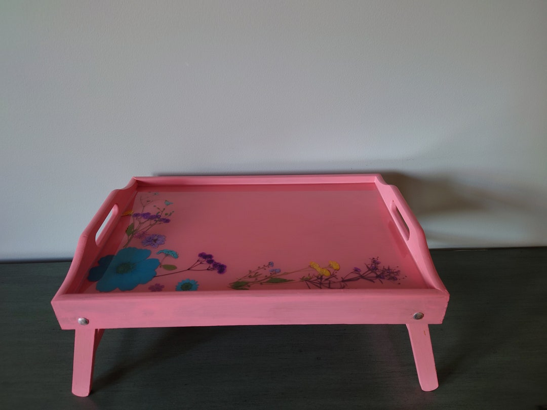 Pink Bed Tray Table Resin Breakfast Tray Dried Flowers - Etsy