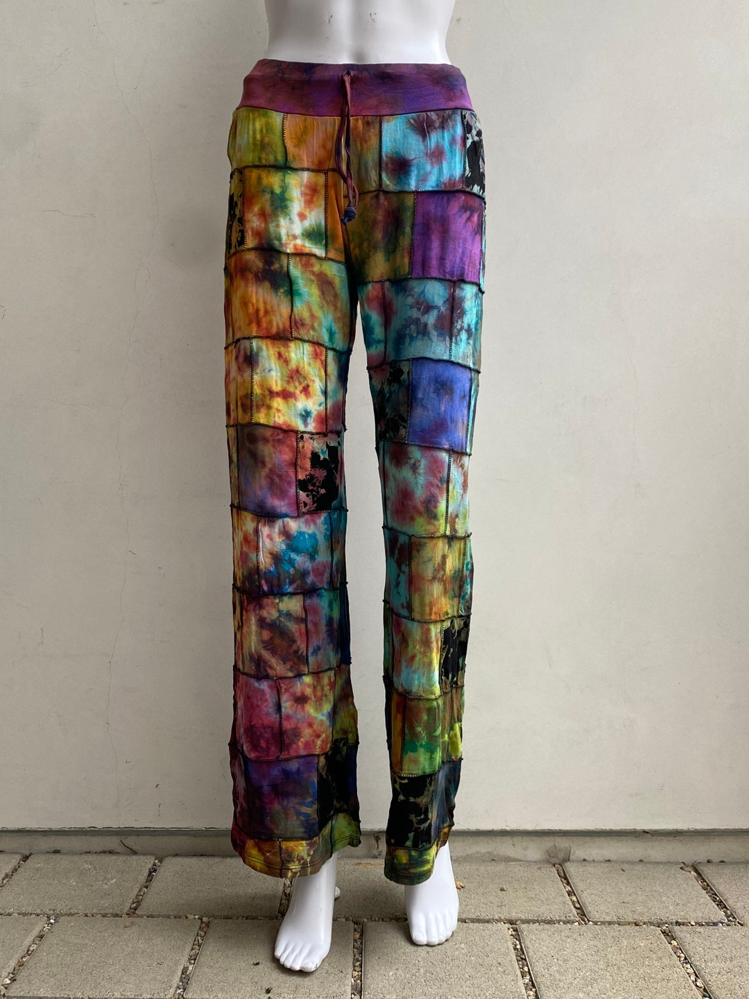 Women’s Tie Dye Hippie Pants, Patterned Patchwork, Colorful, Fun Loving ...