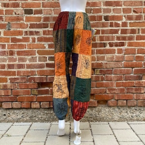 Unisex Patchwork Hippie Pants With Hand Printed Patterns, 100% Cotton ...