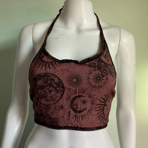 Celestial Print Summer Crop Top, Open Back Boho Festival Rave Fashion ...