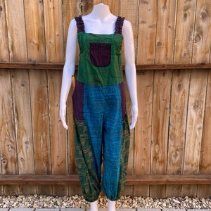 Colorful Hippie Overalls With Patchwork, 100% Cotton, Adjustable Straps ...