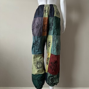 Unisex Patchwork Hippie Pants With Hand Printed Patterns, 100% Cotton ...
