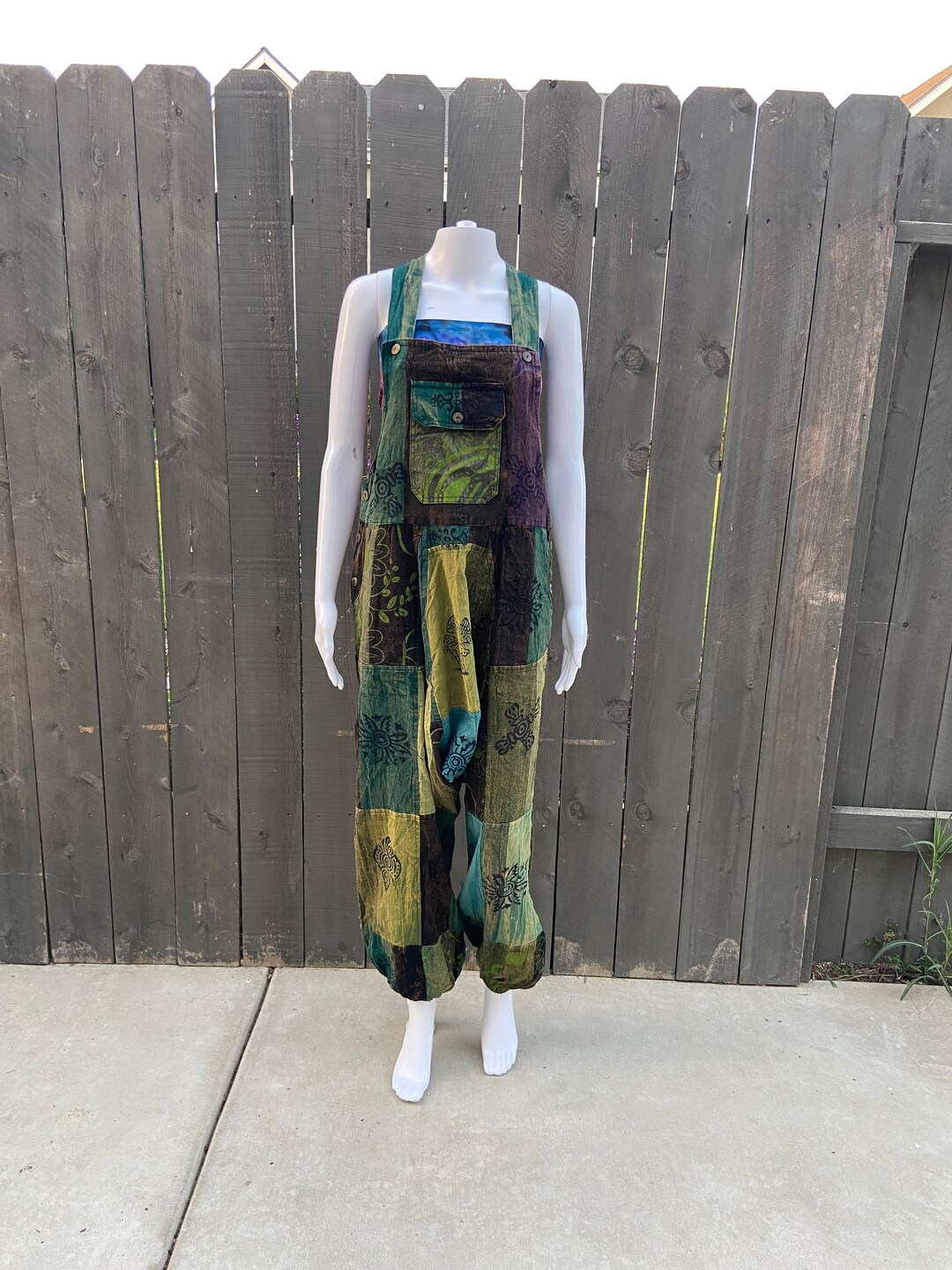 Patchwork Hippie Overalls With Harem Design, 100% Cotton, Adjustable ...