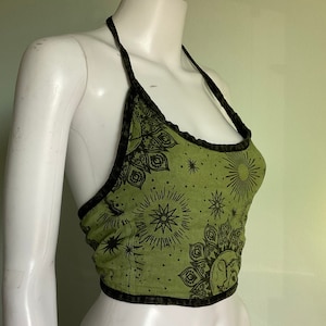 Celestial Print Summer Crop Top, Open Back Boho Festival Rave Fashion ...