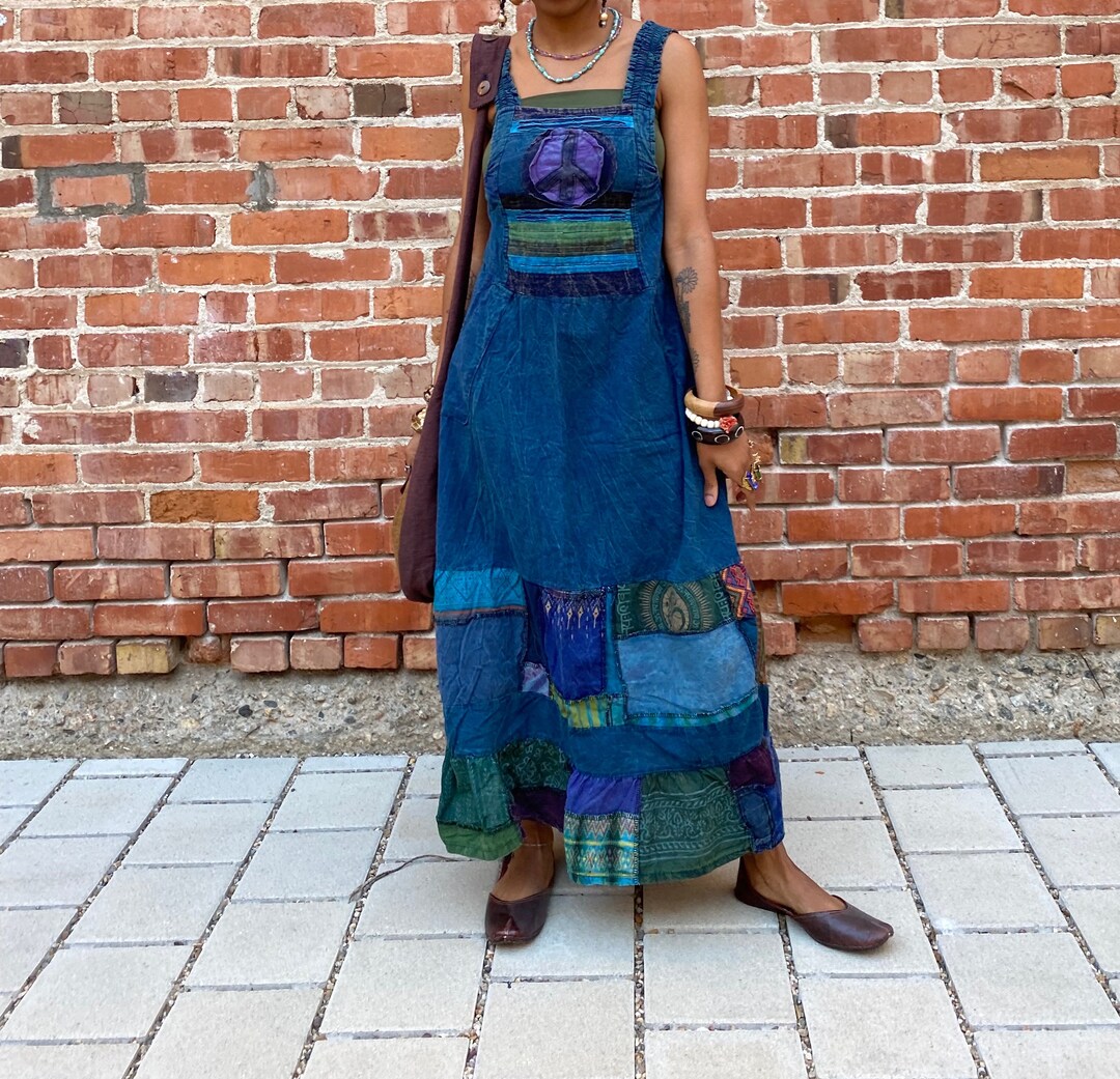 Peace Sign Hippie Summer Dress, Casual Hippie Fashion, Festival, Comfy ...