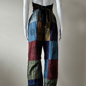 Unisex Patchwork Hippie Pants With Hand Printed Patterns, 100% Cotton ...